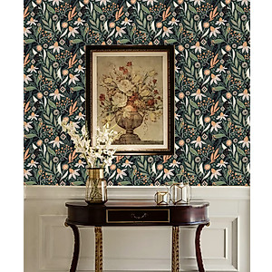 Floralplus Boho Peel and Stick Wallpaper Removable Boho Wallpaper Peel and Stick Floral Botanical Wallpaper for Bedroom Cabinet Wall Office Decor 118 * 17.7in