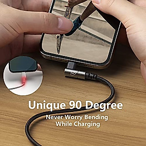 90 Degree iPhone Charger 6FT, [Apple MFi Certified] 3Pack Fast Charging Cables Cord,6Feet Right Angle Nylon Braided USB Lightning Cable for iPhone 14/13/12/11/Pro/Max/Mini/X/Plus/8/7/6/5S/SE/Plus/iPad