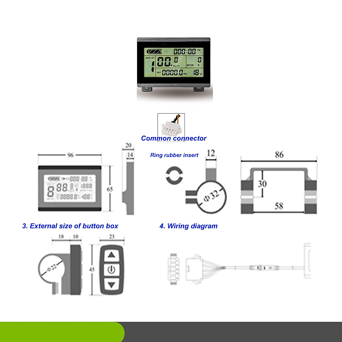 Bike Controller with Display, 30A Controller with LCD3 Display Electric Controller Kit for Electric 36V 48V 1000W DC Motor