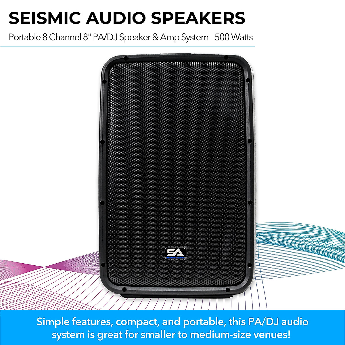 Seismic Audio - SA-KPTVL8 - Portable 8 Channel 500 Watt 8 Inch PA/DJ Speaker & Amplifier System with Bluetooth