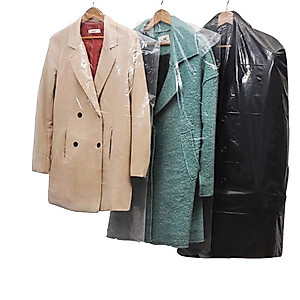 100 Pack Garment Bag Transparent Clothing Dust Cover Dustproof Hanging Clothes Suit Dress Jacket Cover for Dry Cleaner, Home Storage,Travel, Clothes Storage Closet,23.6 x 35.4 inches