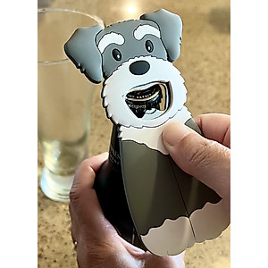 Schnauzer Bottle Opener Beer Soda or Seltzer (grey and white)