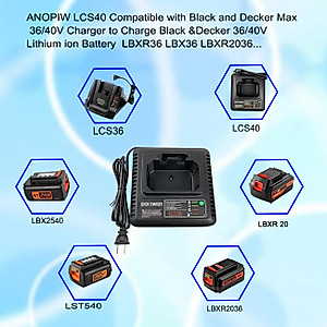 Replace Black and Decker 40V Charger LCS36 LCS40 Compatible with Black+Decker 36V/40V Lithium Battery LBXR36 LBXR2036 LBX36 LBX1540 LBX2040 LBX2540 LST540 LCS1240 LST136W