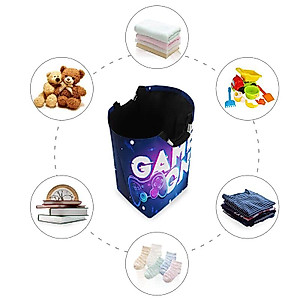 Sletend Large Laundry Basket Gamer Gaming Gamepad Pattern with Handle Foldable Durable Clothes Hamper Laundry Bag Toy Bin