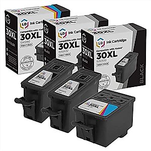 LD Products Compatible Kodak 30 / 30XL Set of 3 High Yield Ink Cartridges: 2 Black (1550532) & 1 Color (1341080) for use in ESP 1.2, 3.2, 3.2S, C110, C310, C315, 2150, 2170 & Hero 2.2, 3.1, 4.2, 5.1