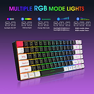 Snpurdiri K84 Wired Gaming Keyboard, 75% RGB Backlit Keyboard, Premium Compact Keyboard for PC, Laptop, Gaming, Office (84 Keys, Black-White)