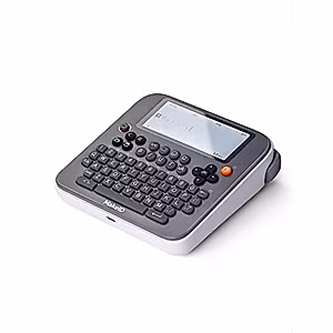 Makeid E1 Portable Label Maker - Bluetooth Compatible Thermal Printer - QWERTY Keyboard, 4.42" LCD Screen - Prints 9mm, 12mm, 16mm Clear Waterproof Sticker Labels - Includes USB Cable