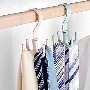 SKLLKAGI Closet Hanging Organizer 360 Degree Swivel Hooks (Pack of 3) for Hanging Belts, Ties, Bags, Purses, Scarves, Clothes and More. Easy Installation, no Drilling Required, Space Saving.