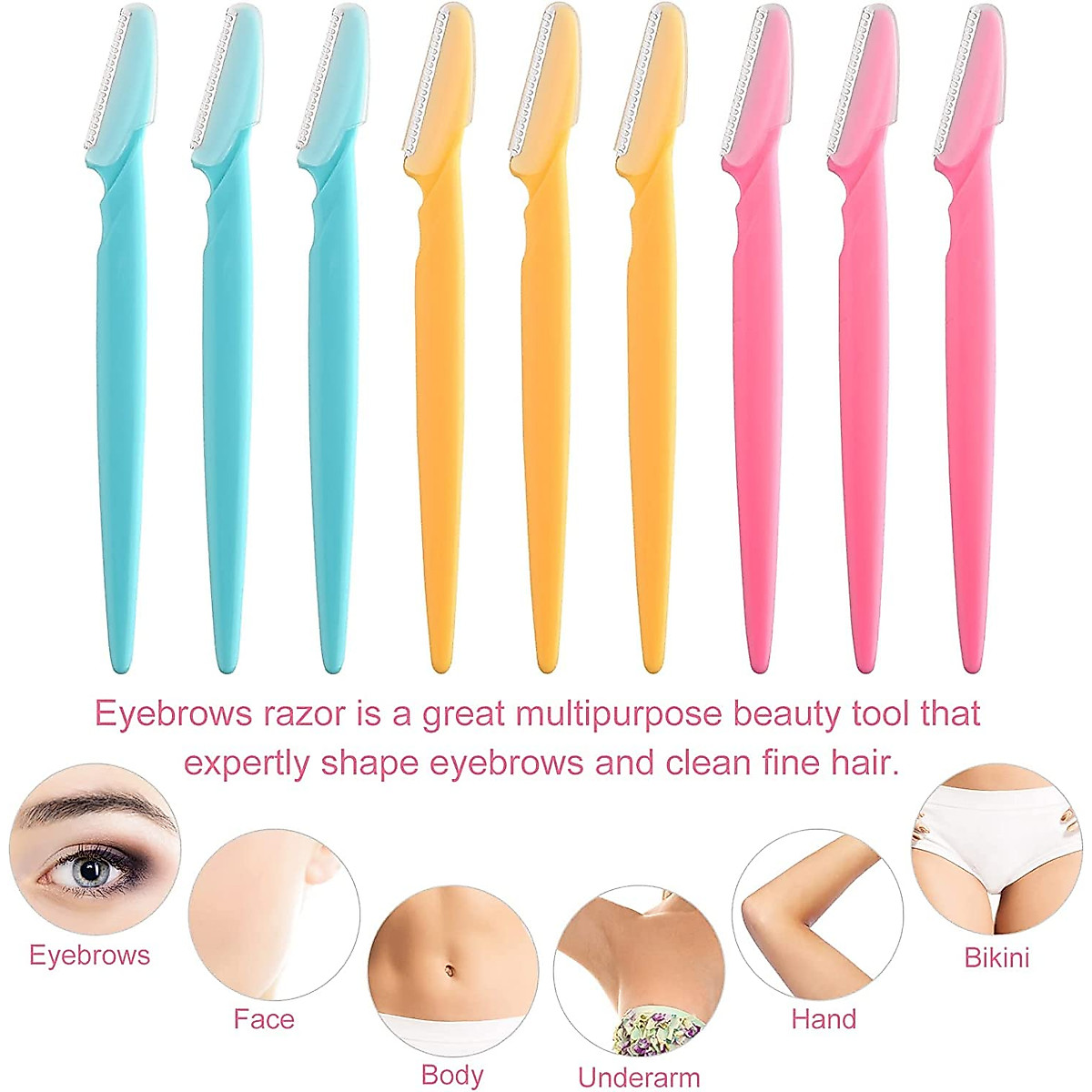 JORPETS 12 pcs Eyebrow Razor Trimmer, face Razor Eye Razor, dermaplaning Razor Blades Beauty eyepow Shaper Razors Women