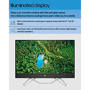 HP All-in-One Bundle PC, 27" FHD Micro-Edge Display, 12th Generation Intel Core i7 Processor, Iris X Graphics, 12 GB RAM, 256 GB SSD+1 TB, Windows 11 Pro OS, Wi-Fi (27-cb1072, 2022)