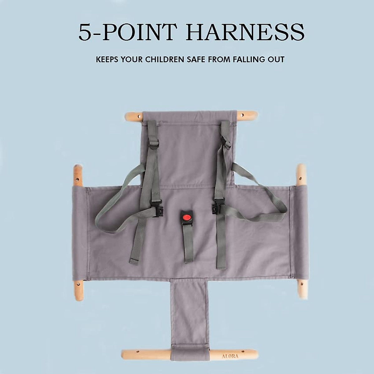 Alora Baby Swing Seat - Hanging Swing Seat with 5-Point Harness Safety Belt, for Baby, Toddler, Tree Swing, Playground, Indoor & Temporary Outdoor Swing, - Two Toned (Grey & White)