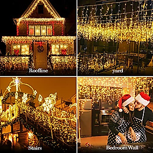 JXLEDAYY Christmas Lights Super Long 1280 LED 131 FT LED String Lights with 240 Drops Plug in 8 Modes Christmas Decoration for Holiday Wedding Party Bedroom Garden Patio Outdoor Indoor (Warm White)