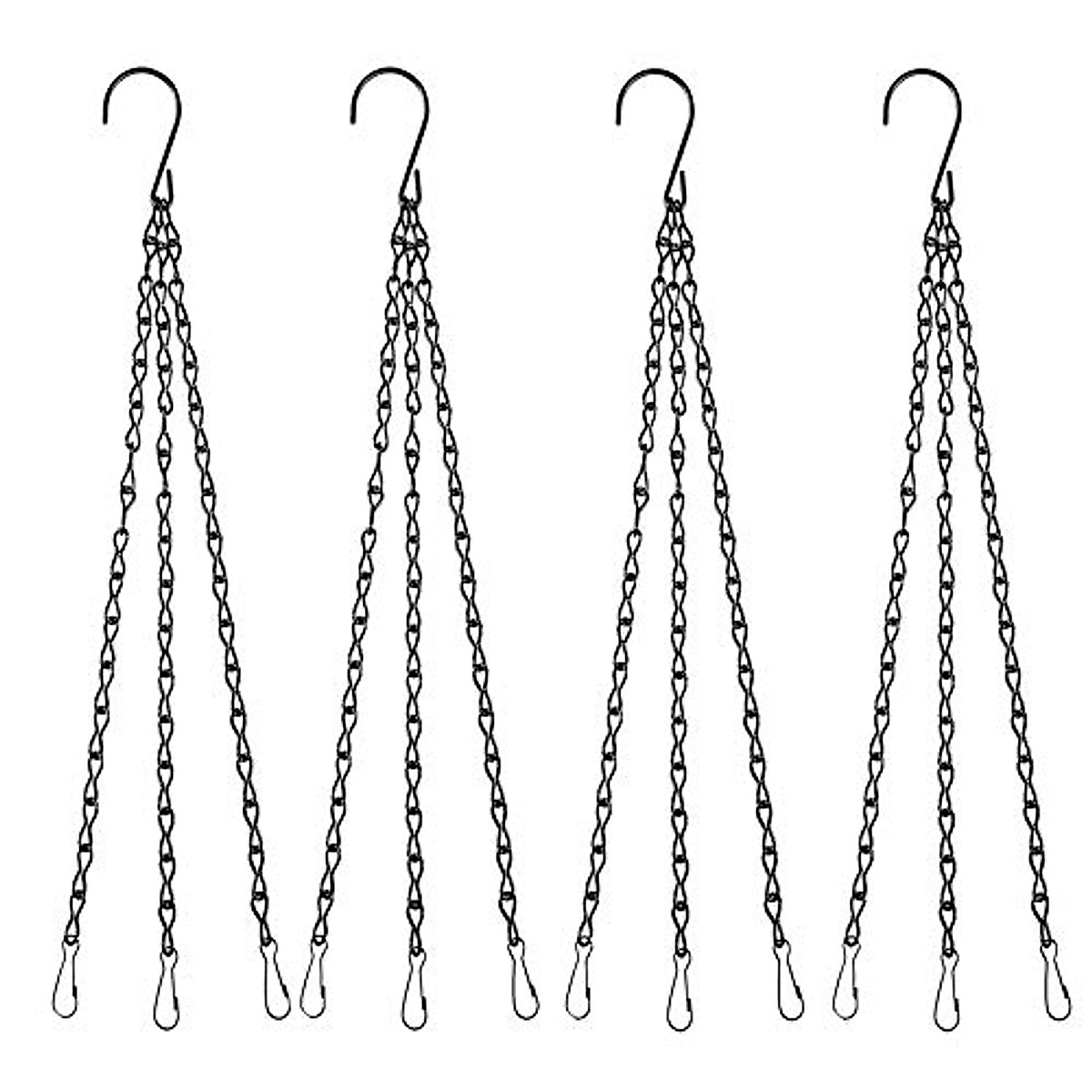 Acronde 4PCS Black Metal Hanging Chains 3 Point Holder Anti-Rust Paint Black Chain for Bird Feeders, Planters, Lanterns, Billboard, Wind Chimes, Flower Pot Garden Outdoor Use