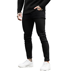GINGTTO Men's Skinny Stretch Jeans Slim Fit (34, Black)