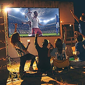 DBPOWER Projector Screen 100 inch, 16:9 HD 3D Foldable Anti-Crease Portable Projector Movie Screen for Home Theater Indoor Outdoor Support Double Sided Projection