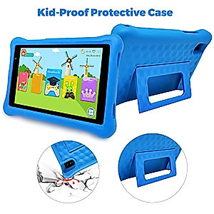 dxmart 32GB,Kids Tablet 8 inch Android 10.0 2GB RAM Quad Core 1280×800 IPS Display Parental Control Kids App Pre-Installed GMS Dual Cameras Kid-Proof Case YouTube Neflix (Blue)