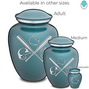 GetUrns Keepsake Embrace Baseball Cremation Urn (Teal)