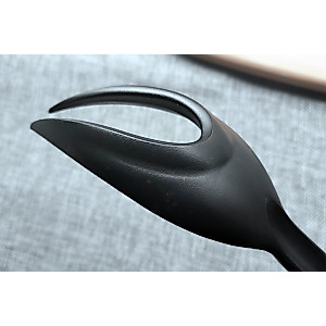 KSENDALO Plastic Cooking Meat Fork 12.4in Two Prong Kitchen Nylon Nonstick Carving Serving Fork Turning Holding Sausages Bacon Meatball etc Black