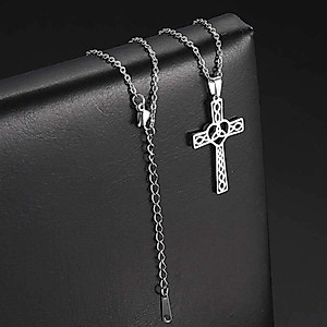 Jude Jewelers Stainless Steel Celtic Infinity Knot Christian Cross Religious Pendant Necklace (Silver)