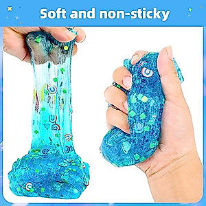 Crystal Slime Kit, 5 Pack Crunchy Clear Glitter Slime Party Favor Gifts, Stress Relief Toy for Girls and Boys, Soft Non-Stick Putty Slime for Kids, DIY Birthday Crystal Glue Boba Glimmer Slime