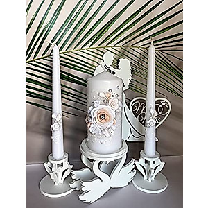 Magik Life Unity Candle Set for Wedding - Wedding décor - Decorative Candles Pillar - Candle Sets - 6 Inch Pillar and 2 10 Inch Tapers - Best Unity Candle (Peach)