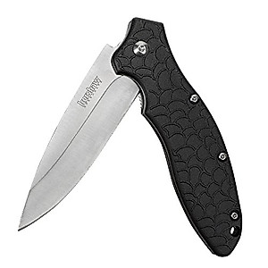 Kershaw Oso Sweet EDC Pocketknife, 3" 8Cr13MoV Steel Drop Point Blade, Assisted Folder Opening with Flipper, Liner Lock System, Black
