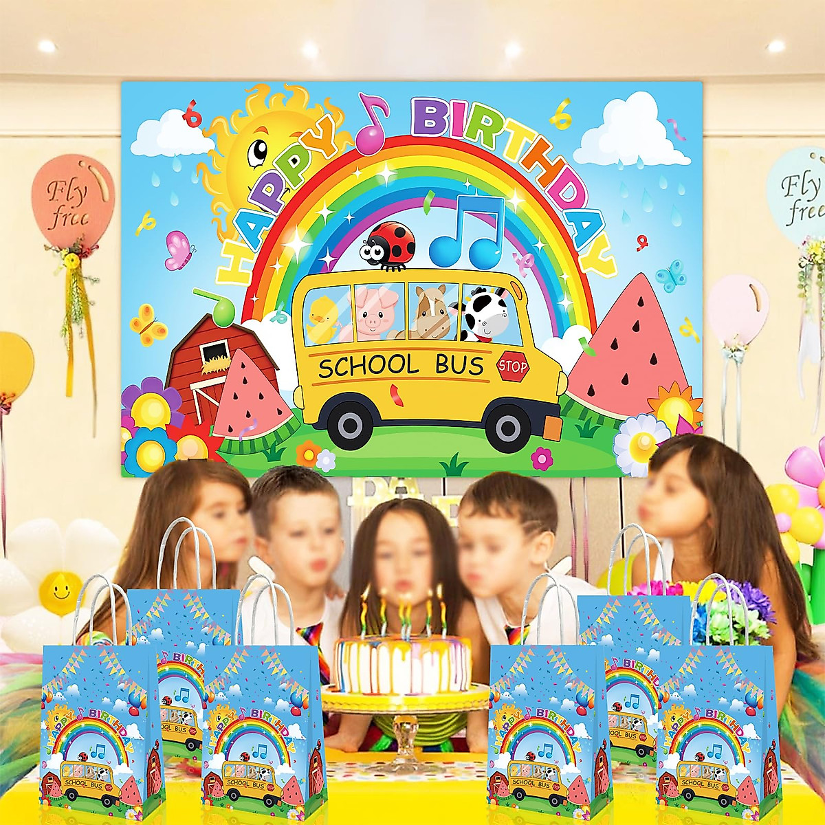 POAKYPA 20 PCS Cartoon Melon Birthday Party Supplies,Kid Party Decorations Gift Bags,Boys and Girls Candy Bags for Birthday Party.