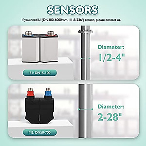 Bonoutil Ultrasonic Flow Meter Clamp on Handheld Portable Flowmeters with LCD Display S1 M2 Sensors Carrying Case 1/2-28"