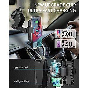 Wireless Car Charger, CHGeek 15W Fast Charging Auto Clamping Car Mount Phone Holder fit for iPhone 14 13 12 11 Pro Max Xs MAX XS XR X 8+, Samsung Galaxy S23 Ultra S22 S21 S20 10+ S9+ Note 9, etc