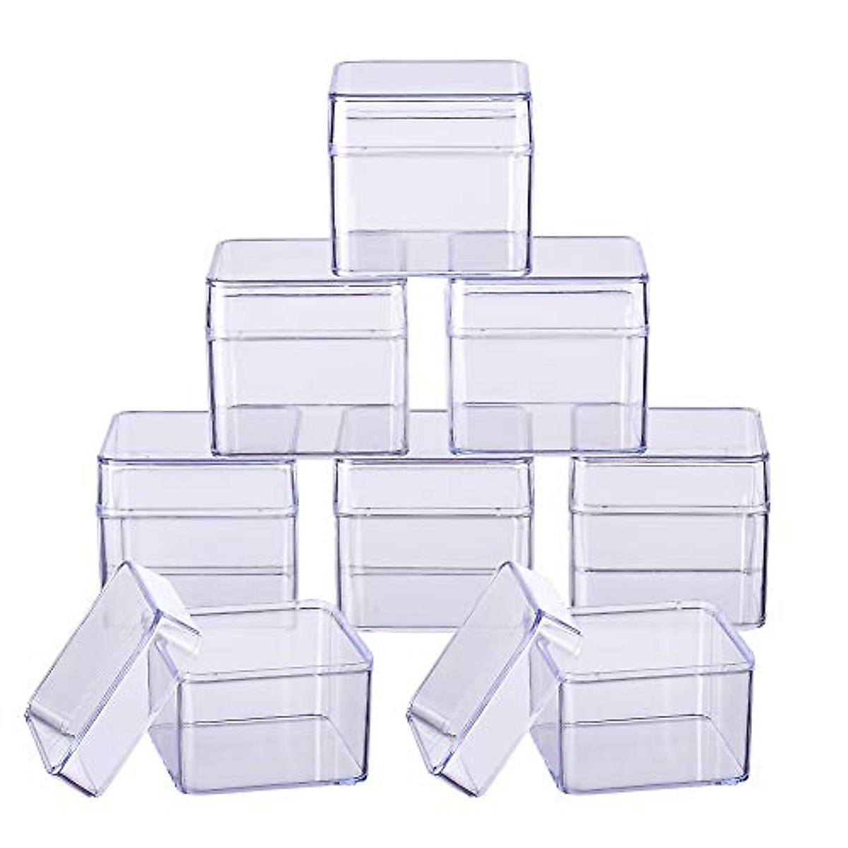 BENECREAT 10 Pack Square High Transparency Plastic Bead Storage Containers Box Drawer Organizers for beauty supplies,Tiny Bead,Jewerlry Findings, and Other Small Items - 2.2x2.2x2 Inches