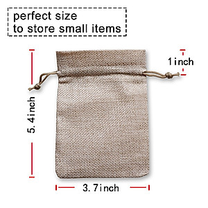20 Pieces Burlap Bags with Drawstring, 5.4x3.7 inch Burlap Drawstring Gift Bag Jewelry Pouches for Wedding and Party Favors, DIY Craft, Presents, Christmas