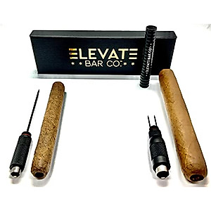 Elevate Bar Co.™ Heavy Duty 4-in-1 Cigar Punch Tool, Dual Size Punch (20 – 70 Gauge Cigar), Enhance Draw Pick Tool, and 2-Prong Nubber