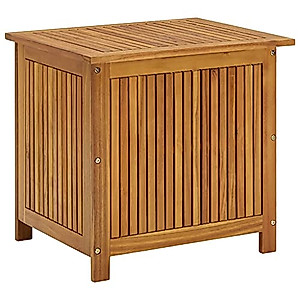 vidaXL Solid Acacia Wood Patio Storage Box Wooden Garden Outdoor Hallway Entryway Storage Blanket Pillow Box Furniture 23.6"x19.7"x22.8"
