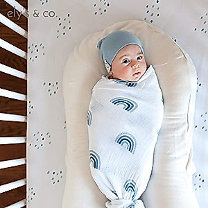 Ely’s & Co. Crib Sheet 1-Pack Combed Jersey Cotton for Baby Boy — (Blue Raindrops)