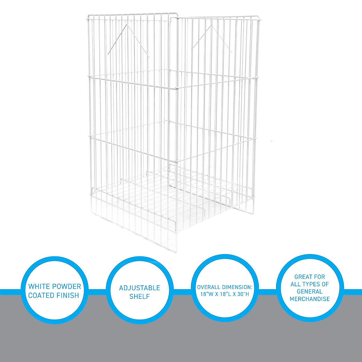 White Wire Dump Bin - 18" X 18" X 30"