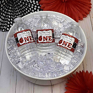 Red Ladybug First Birthday Party Waterproof Water Bottle Sticker Wrappers, 20 1.75" x 8.5" Wrap Around Labels by AmandaCreation