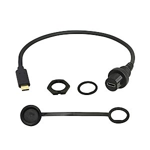 CERRXIAN 30cm Gold Plated USB Type C 3.1 Mount Extension Dash Flush Cable for Car, Boat, Motorcycle, Truck Dashboard (USB-C 3.1)