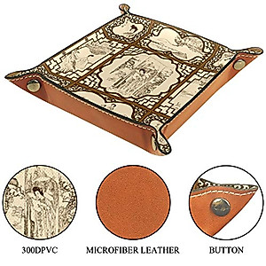 Lyetny Ancient Boudoir Storage Box Candy Holder Sundries Tray Desktop Storage Organizer Convenient for Travel,16x16cm