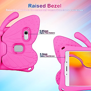 Feitenn Galaxy Tab A 8.0 Case for Kids 2019 SM-T290 / SM-T295, 3D Cartoon Butterfly Cover Non-Toxic EVA Kickstand Kid-Proof Shockproof Bumper Shell Girl Boy Gift for Samsung Tab A 8.0'' 2019 - Rose