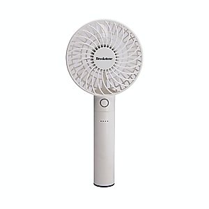 Brookstone Portable Mini Personal Fan with Power Bank | USB Rechargeable 2600mAh Battery | Handheld Desk Fan | Whisper Quiet 5-Speed