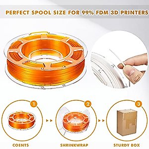 10 Pack 3D Printing Filament ABS 3D Printer Filament 1.75 mm 0.2 kg Each Spool 10 Colors Filament Pack with Nozzle and Cleaning Needle Compatible with 3D Printers, Solid and Translucent
