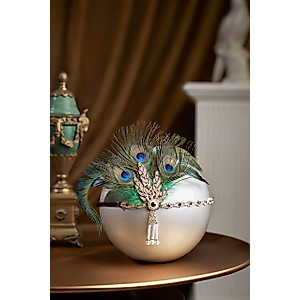 BABEYOND 1920s Flapper Headband Feather Headpiece Roaring 20s Gatsby Hair Accessories for Women (Peacock Green)