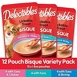 Delectables Bisque Lickable Wet Cat Treats - Chicken, Tuna & Shrimp, 12 count