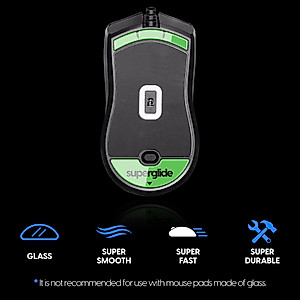 Superglide1 - Super Smooth Polished Surface Mouse Feet/Skates Made with Ultra Strong Flawless Glass Super Fast Smooth and Durable Sole for Razer Viper 8K / Viper [Green]