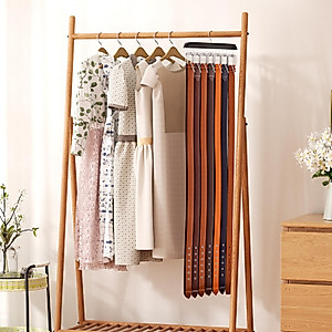 MaxGear Belt Hanger for Closet Max 42 Belts, Lotus Wood Belt Organizer with 14 Hooks, 360°Rotating Belt Holder Large Capacity Belt Rack for Belt, Tie, Bra, Tank Top & Underwear Storage - Black, 1 Pack