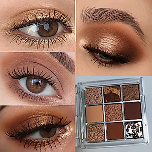 AMY'S DIARY Copper Matte and Shimmer Eyeshadow Palette, Hazel Smokey Eye Makeup Palette, Waterproof Long Lasting