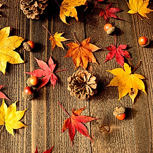 Bememo 100 Pack Lifelike Fall Acorns Thanksgiving Decor Artificial Fall Vase Filler Fake Mini Nutty Craft with Natural Acorn Hats Fruit Props Simulation Autumn Kitchen House Wedding DIY Craft(Brown)