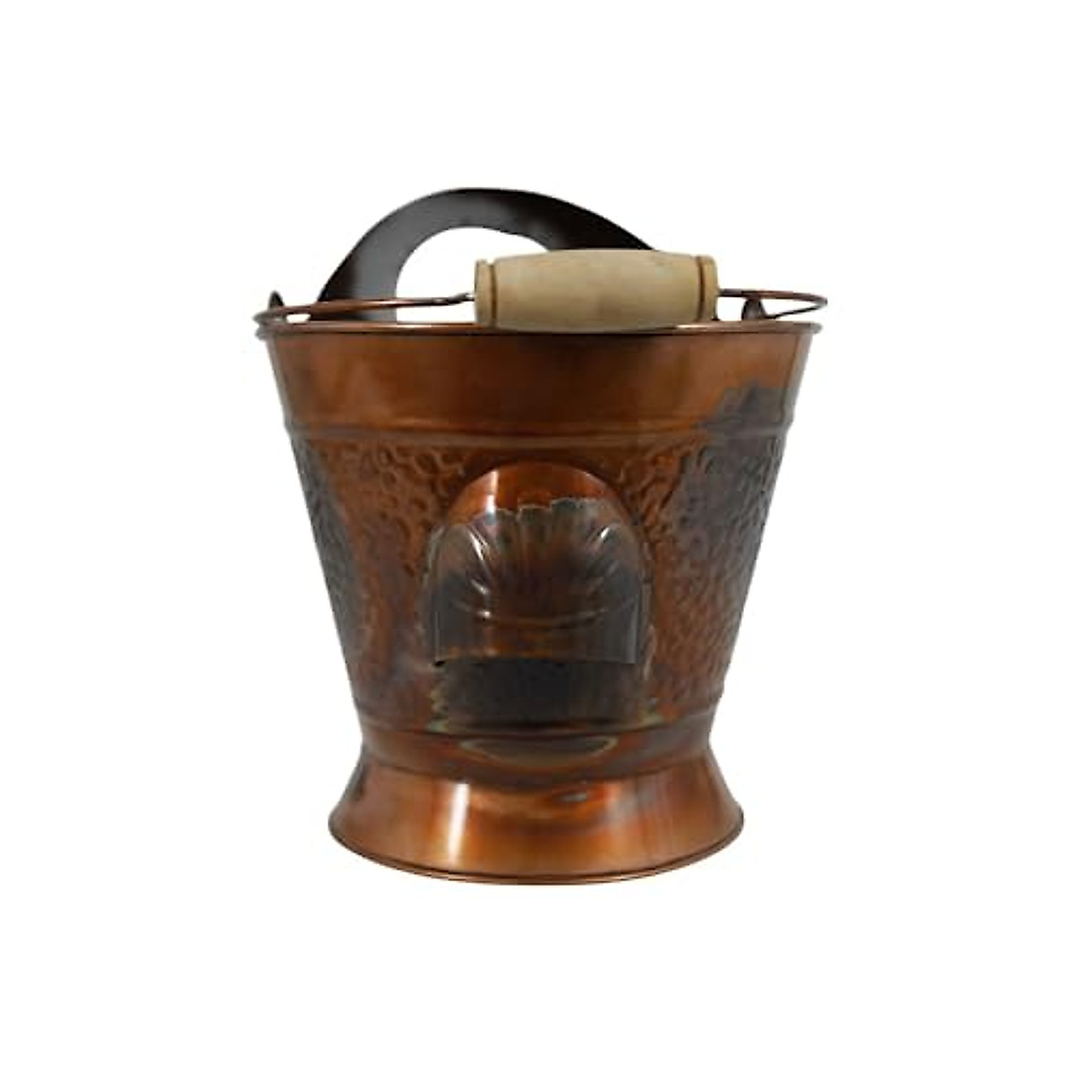Coal Hod Bucket - Distressed Brass - Decorative Appeal - for Fireplace & Pellet Stove Ashes - Easy Hopper Filling - Lightweight