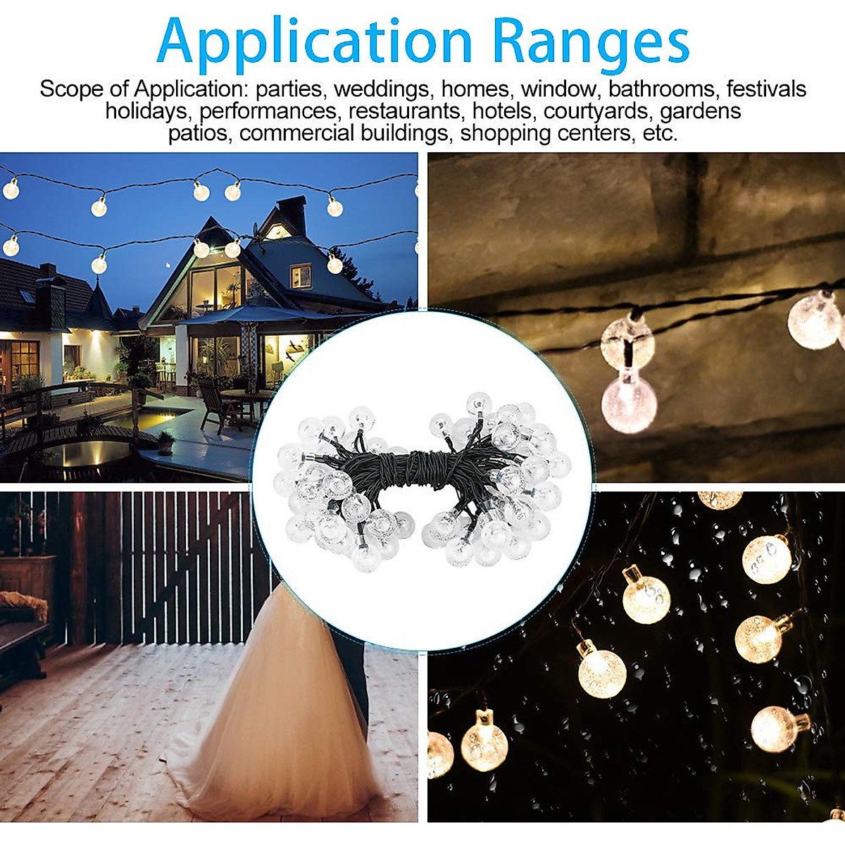 Indoor Outdoor Fairy Lights, Solar Patio Lights Warm White Outdoor Garden Solar Lights with Remote Control for Home