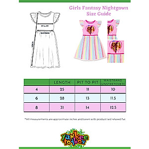 Barbie Girl's Rainbow Dress Up Fantasy Gown Nightgown Pajamas (6, Pink)